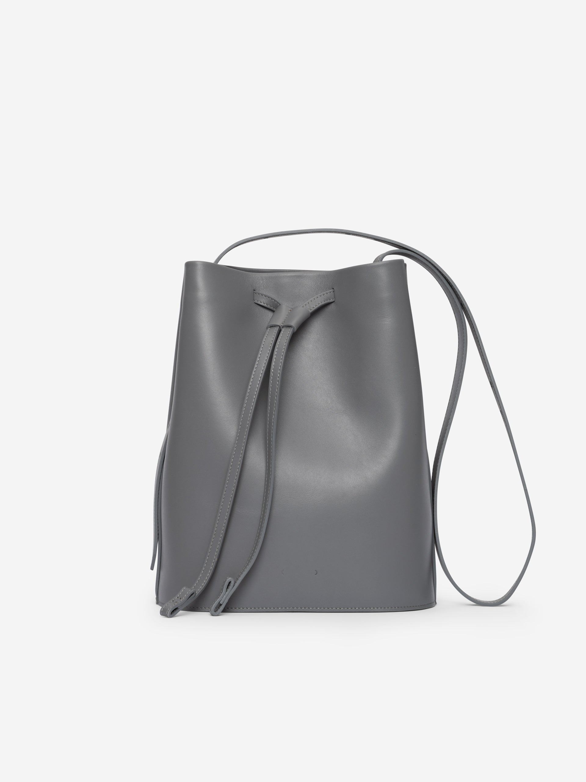 Bucket Bag aus Leder in grau - PB0110 – PB 0110
